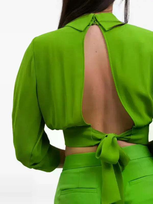 Elisabetta Franchi Georgette Cropped Shirt - Green