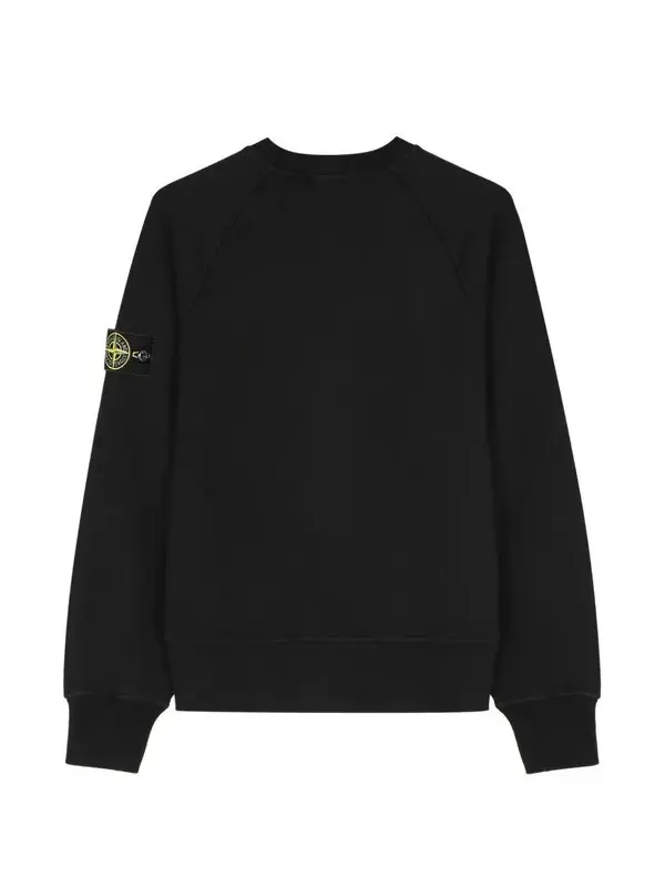Stone Island Logo Patch Raglan Sleeve Sweatshirt - Black