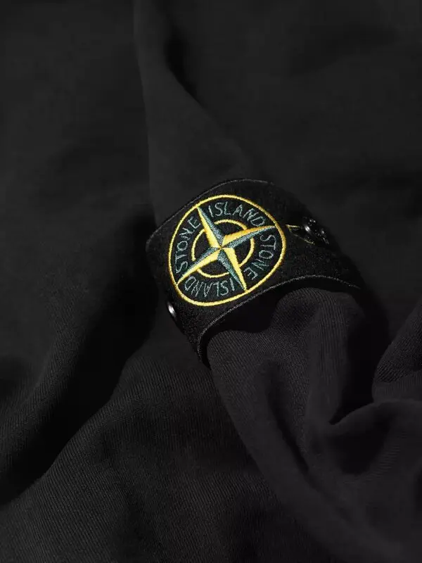 Stone Island Logo Patch Raglan Sleeve Sweatshirt - Black