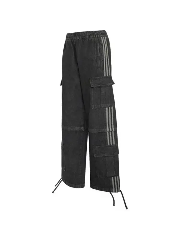 Adidas Cargo Pocket Jeans With Side Stripes - Black