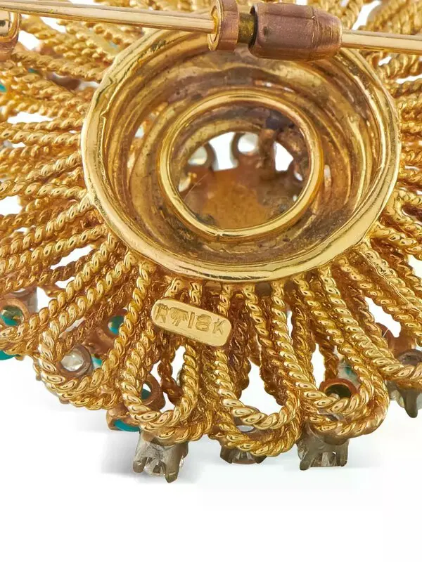 LB EXCLUSIVE 18k Yellow Turquoise And Diamond Brooch