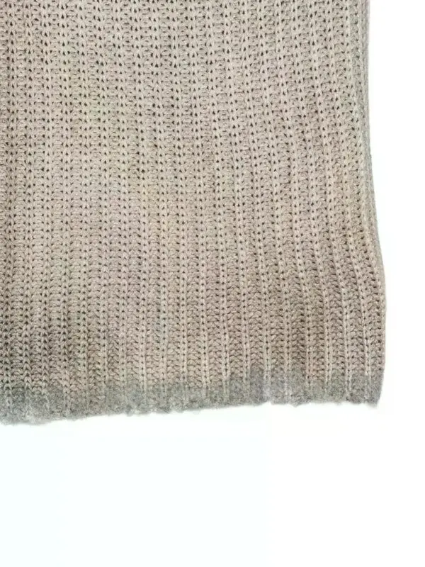 Avant Toi Ribbed-knit Frayed Snood Scarf - Neutrals