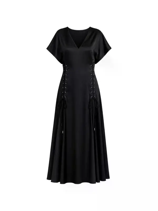 Pinko Lace-up Satin Maxi Dress - Black