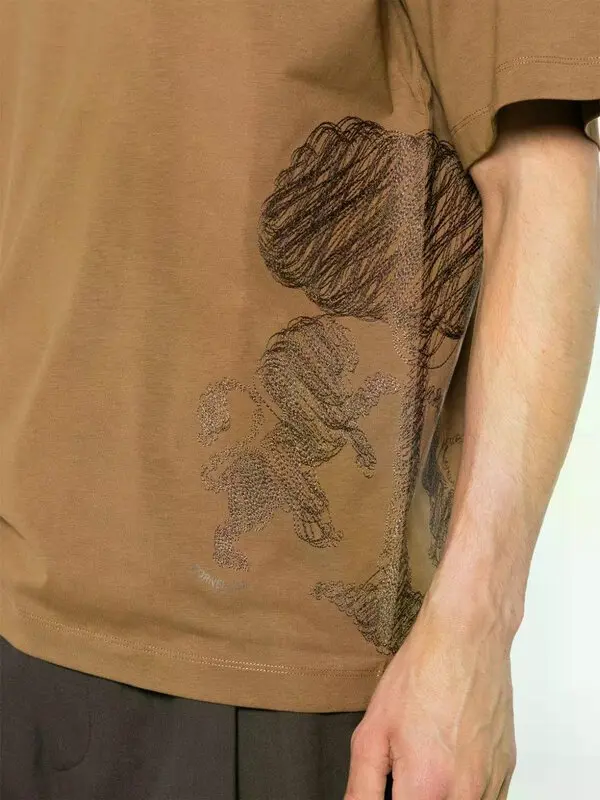 Corneliani Tree-embroidered T-shirt - Neutrals