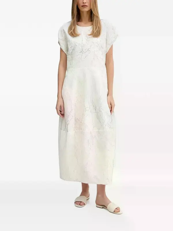 Joseph Ribkoff Crinkled Effect Short Sleeved Midi Dress - Neutrals