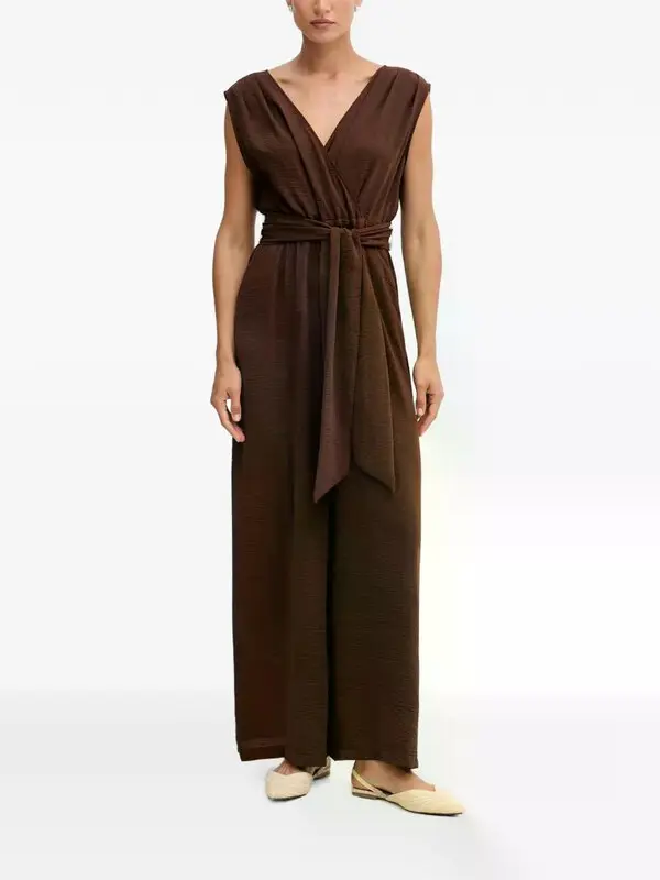 Joseph Ribkoff Sleeveless Belted Wide Leg Jumpsuit - Brown