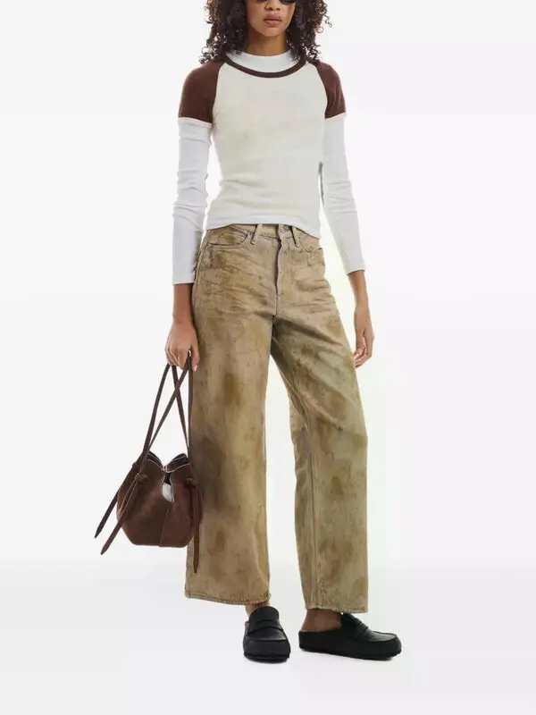 CUDDLEUP Raglan Sleeve Ribbed Knit T-shirt - Neutrals