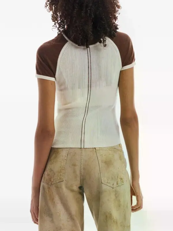 CUDDLEUP Raglan Sleeve Ribbed Knit T-shirt