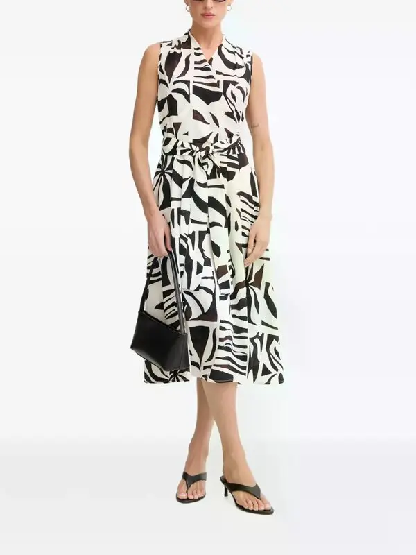 Joseph Ribkoff Abstract Print Belted Midi Dress - Black