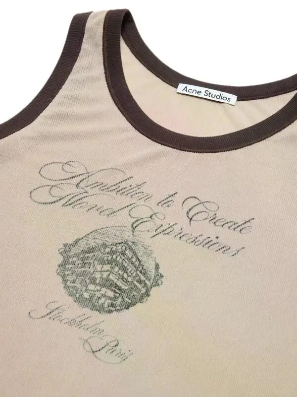 Acne Studios Ribbed Tank Top With Digital Print - Neutrals