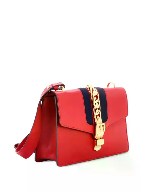 Gucci Sylvie Leather Small Shoulder Bag - Red