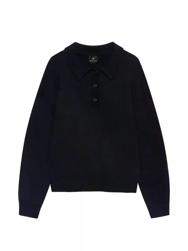 ANINE BING Lee Polo Sweater - Blue