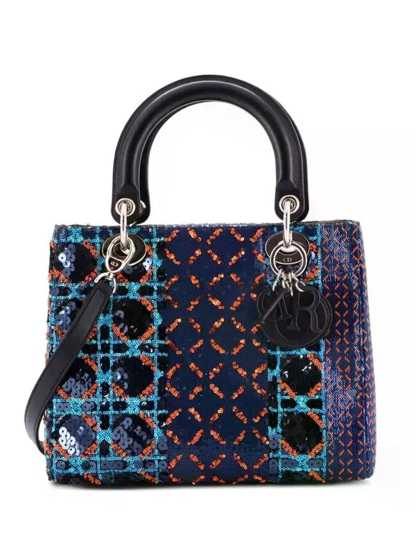 Dior Lady Sequin Jacquard Satchel - Black