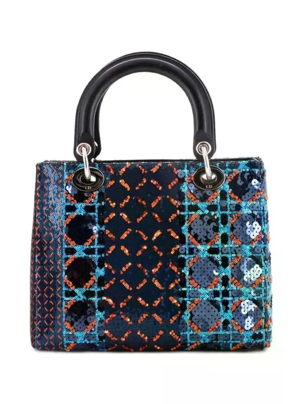 Dior Lady Sequin Jacquard Satchel - Black