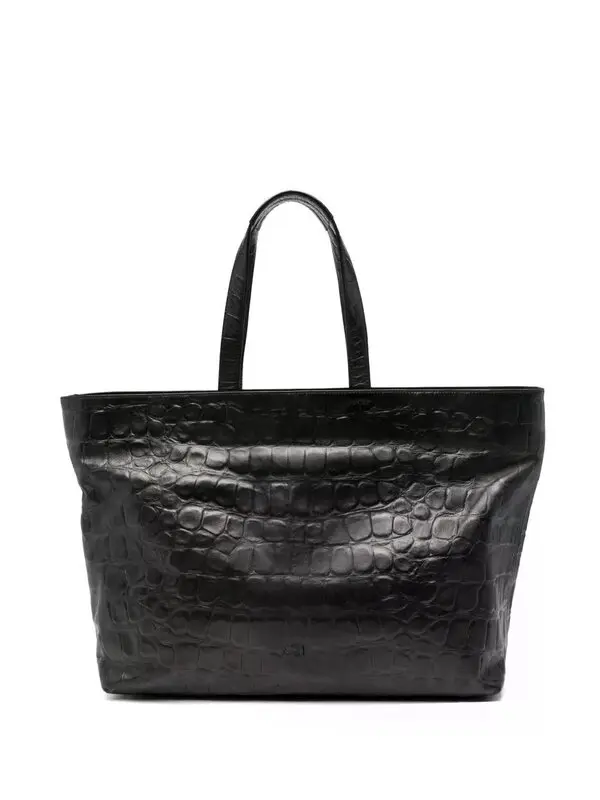 AUTENTICA 504 Croc-effect Leather Shoulder Bag - Black