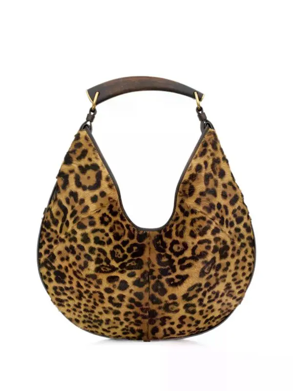 Saint Laurent Mombasa Leopard Print Shoulder Bag - Neutrals