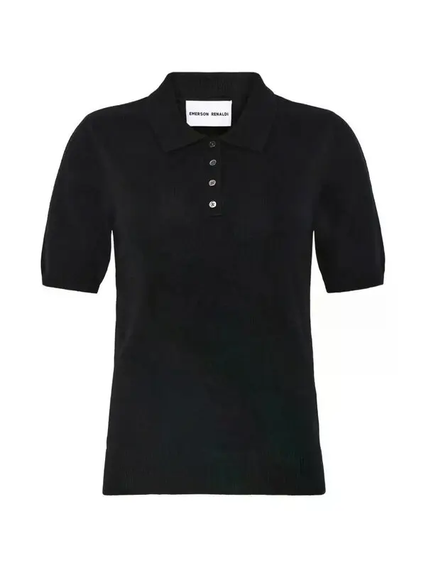 EMERSON RENALDI Fine Knit Short Sleeve Polo - Blue