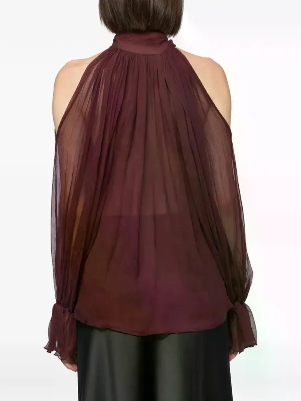 ATU BODY COUTURE Cold-shoulder Silk-chiffon Blouse - Red