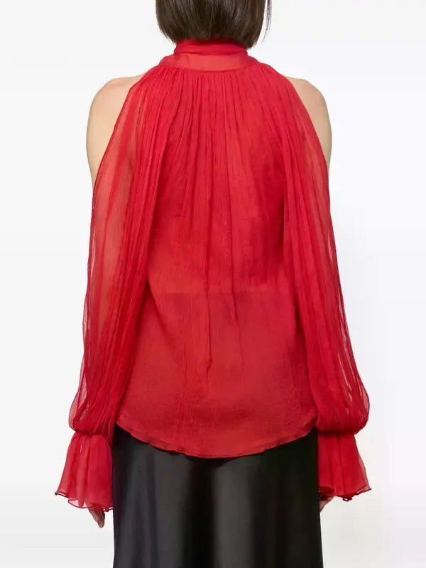 ATU BODY COUTURE Cold-shoulder Pussy-bow Blouse