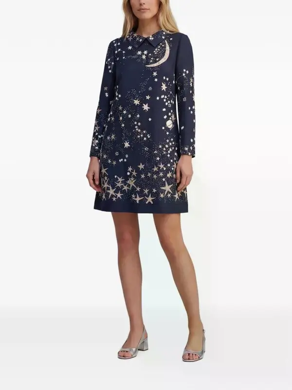 Valentino Garavani Celestial Print Long Sleeve Mini Dress