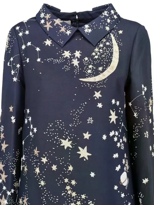 Valentino Garavani Celestial Print Long Sleeve Mini Dress