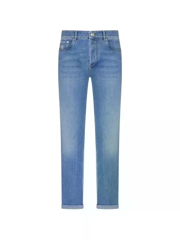 Brunello Cucinelli Faded Effect Logo-embroidered Jeans