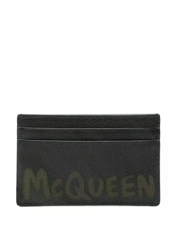 Alexander McQueen Graffiti Pebbled-leather Cardholder - Black