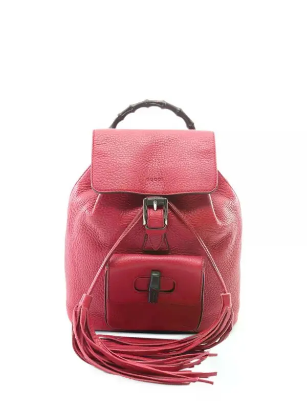 Gucci Bamboo Leather Backpack - Red