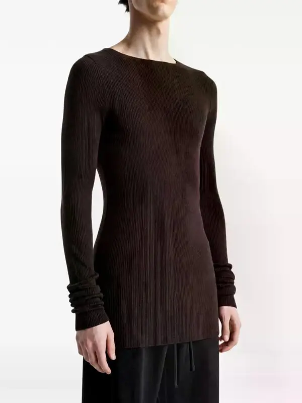 Rick Owens Ribbed-knit Long-line Sweater