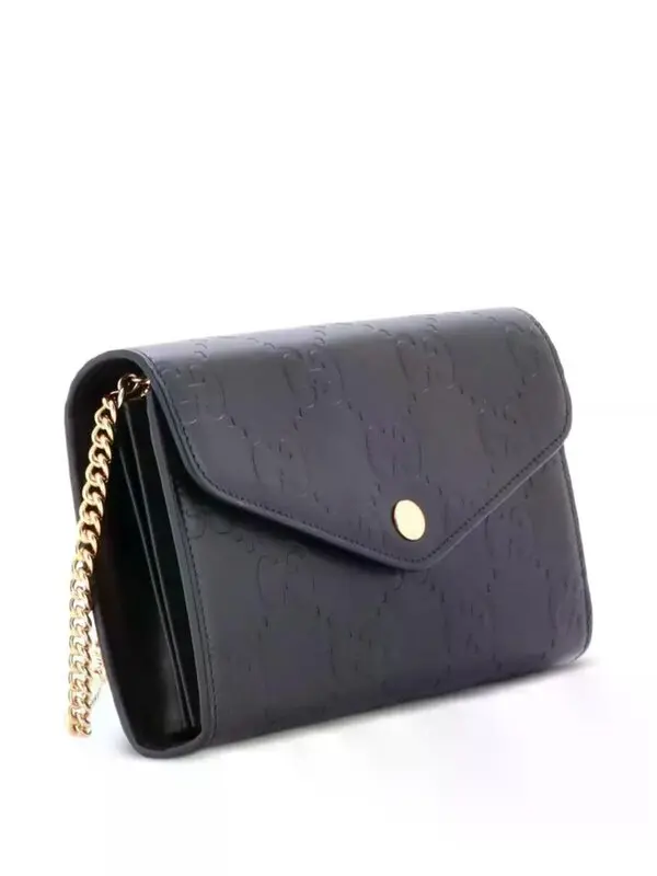 Gucci Envelope Wallet On Chain Guccissima Leather Shoulder Bag - Black