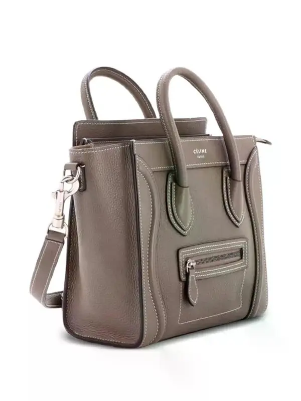Celine Luggage Grainy Leather Nano Crossbody Bag - Grey