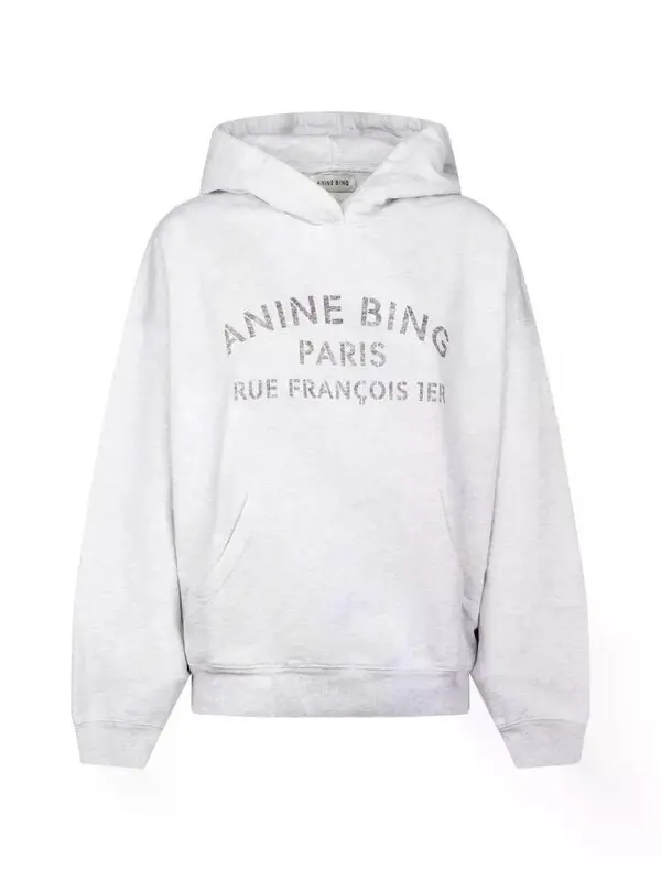 ANINE BING Oversized Cotton Hoodie With Collegiate Lettering