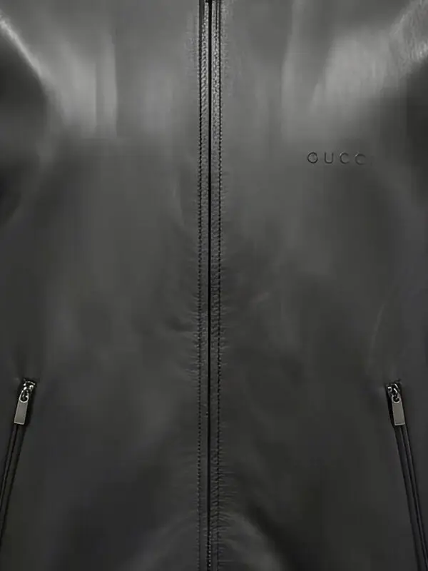 Gucci Nappa Leather Bomber Jacket - Grey