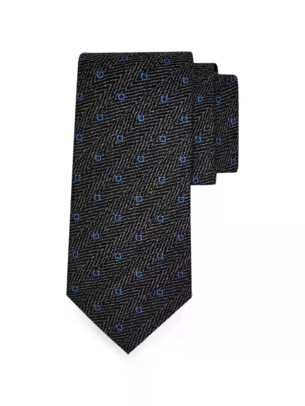 FERRAGAMO Gancini Jacquard Silk Neck Tie