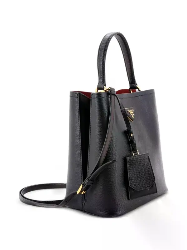 Prada Saffiano Leather Medium Bucket Bag - Black