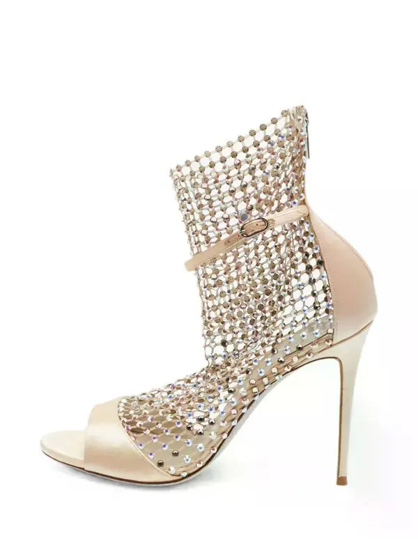 Rene Caovilla Crystal Embellished Stiletto Sandals - Neutrals