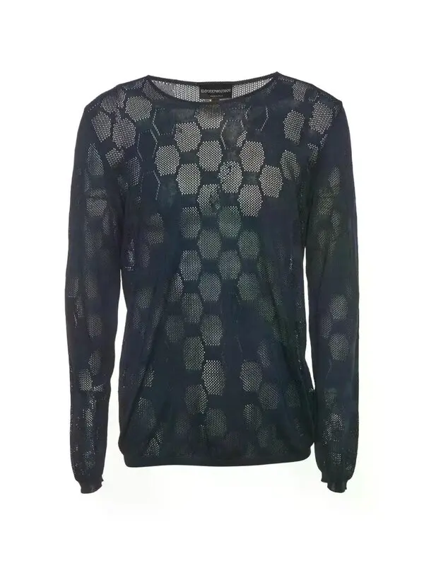 Emporio Armani Open-knit Semi-sheer Long-sleeve Sweater - Blue