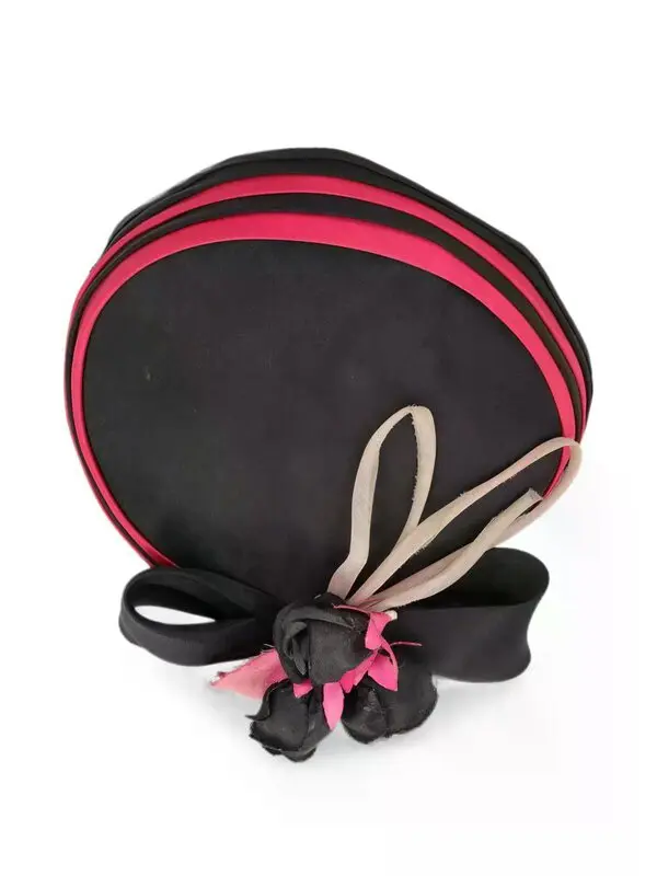 Vintage Bow Floral-detail Hat - Black