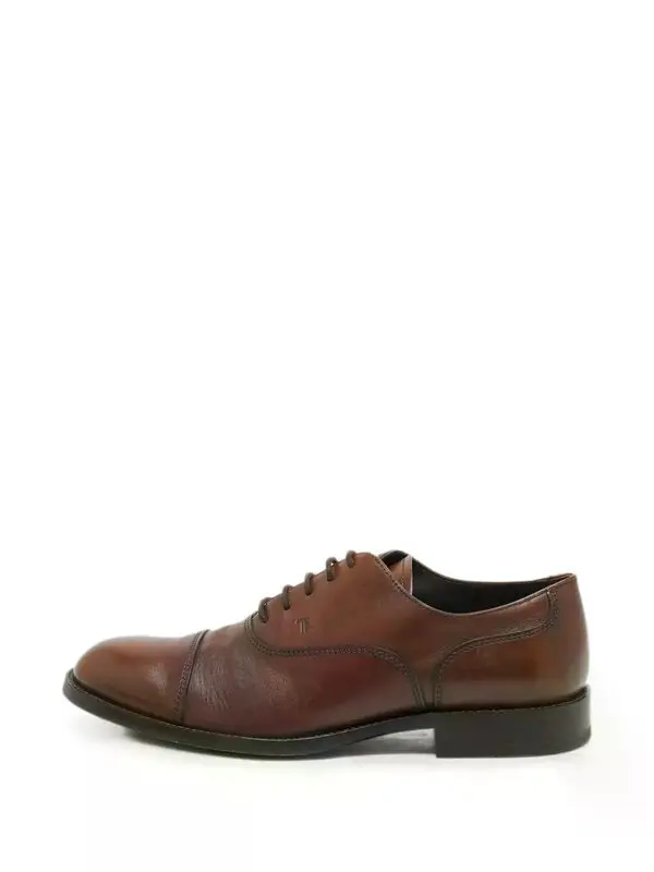 TOD'S Leather Cap-toe Derby Shoes - Brown