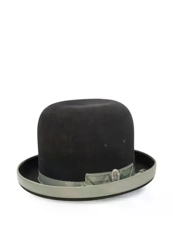 Vintage Buckled Bowler Hat - Black