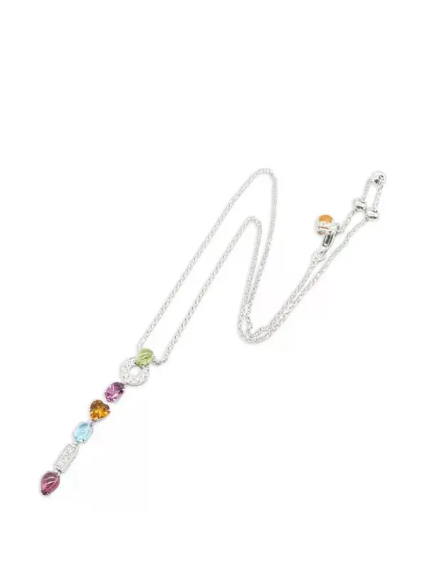 BVLGARI 18k White Gold Multi-cut Diamond And Gemstone Necklace - Silver