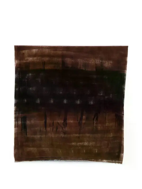 Avant Toi Abstract-print Frayed Scarf - Brown