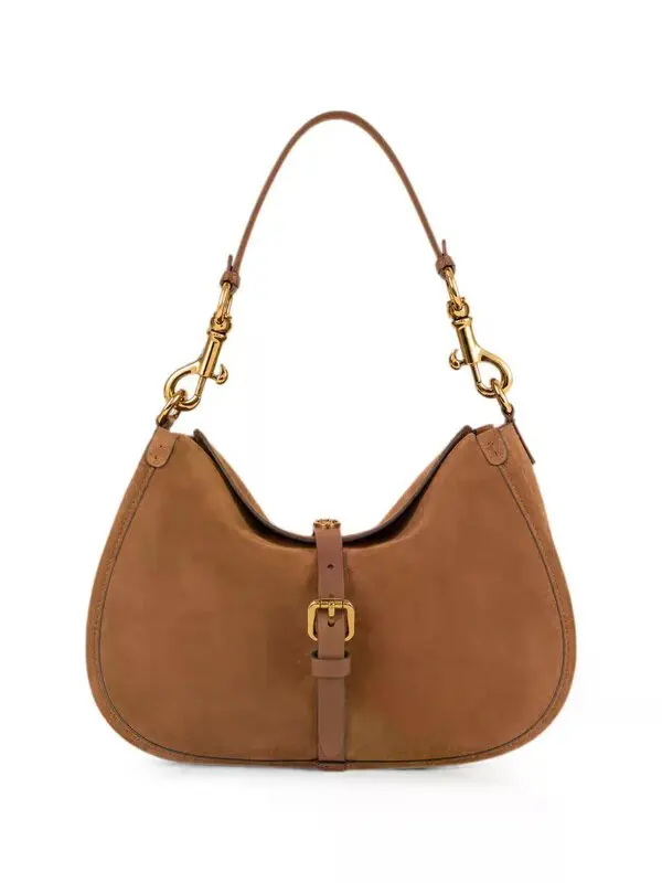 Etro Suede Shoulder Bag With Buckle Detail - Brown