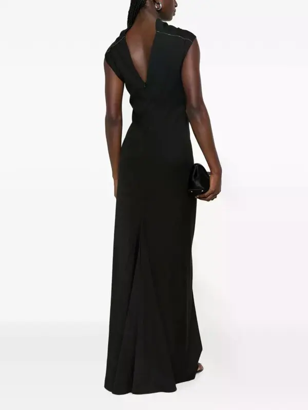 Brunello Cucinelli Monili-trim V-back Gown - Black