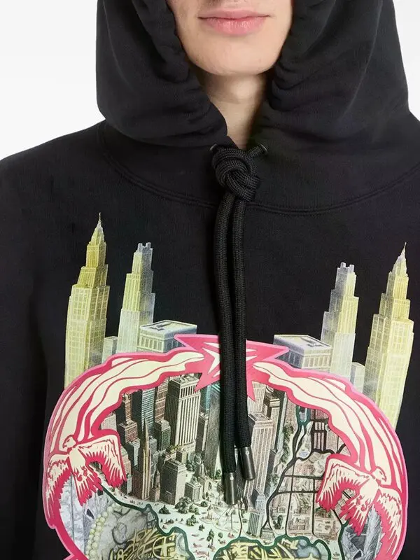 Off-White Graphic Print Drawstring Hoodie