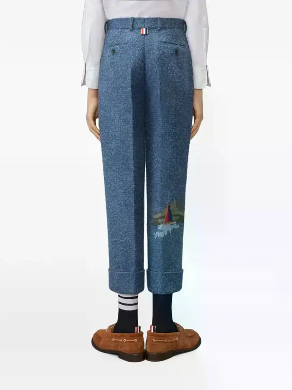 Thom Browne Bouclé-tweed Embroidered Trousers