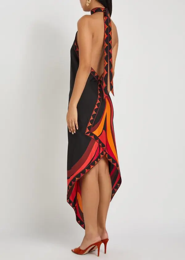 Emilio Pucci Printed Halterneck Silk-twill Midi Dress