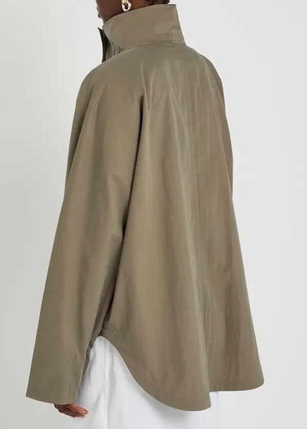TOTEME Funnel-neck Cotton-blend Poplin Jacket - Grey