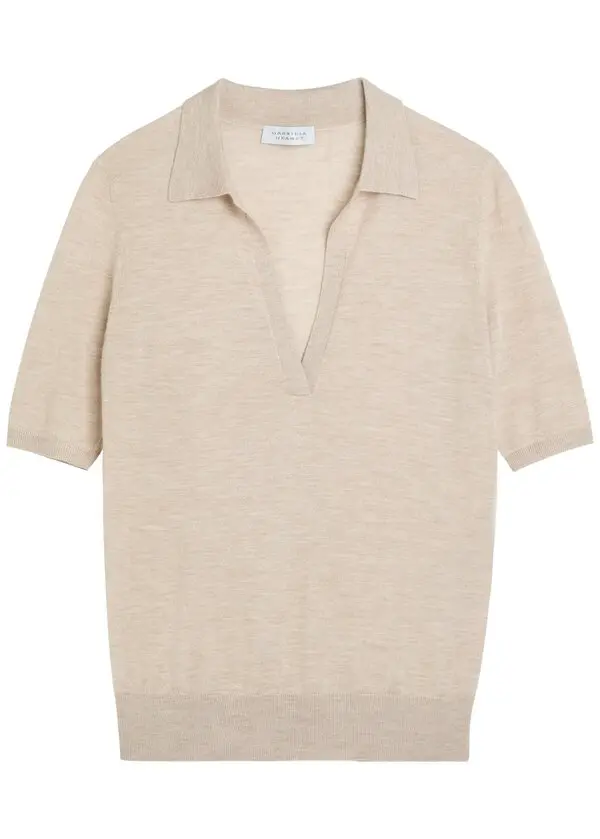 Gabriela Hearst Cashmere And Silk-blend Polo Top - Beige