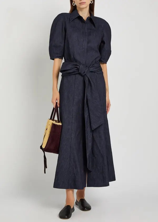 Gabriela Hearst Zivan Cotton And Linen-blend Midi Skirt